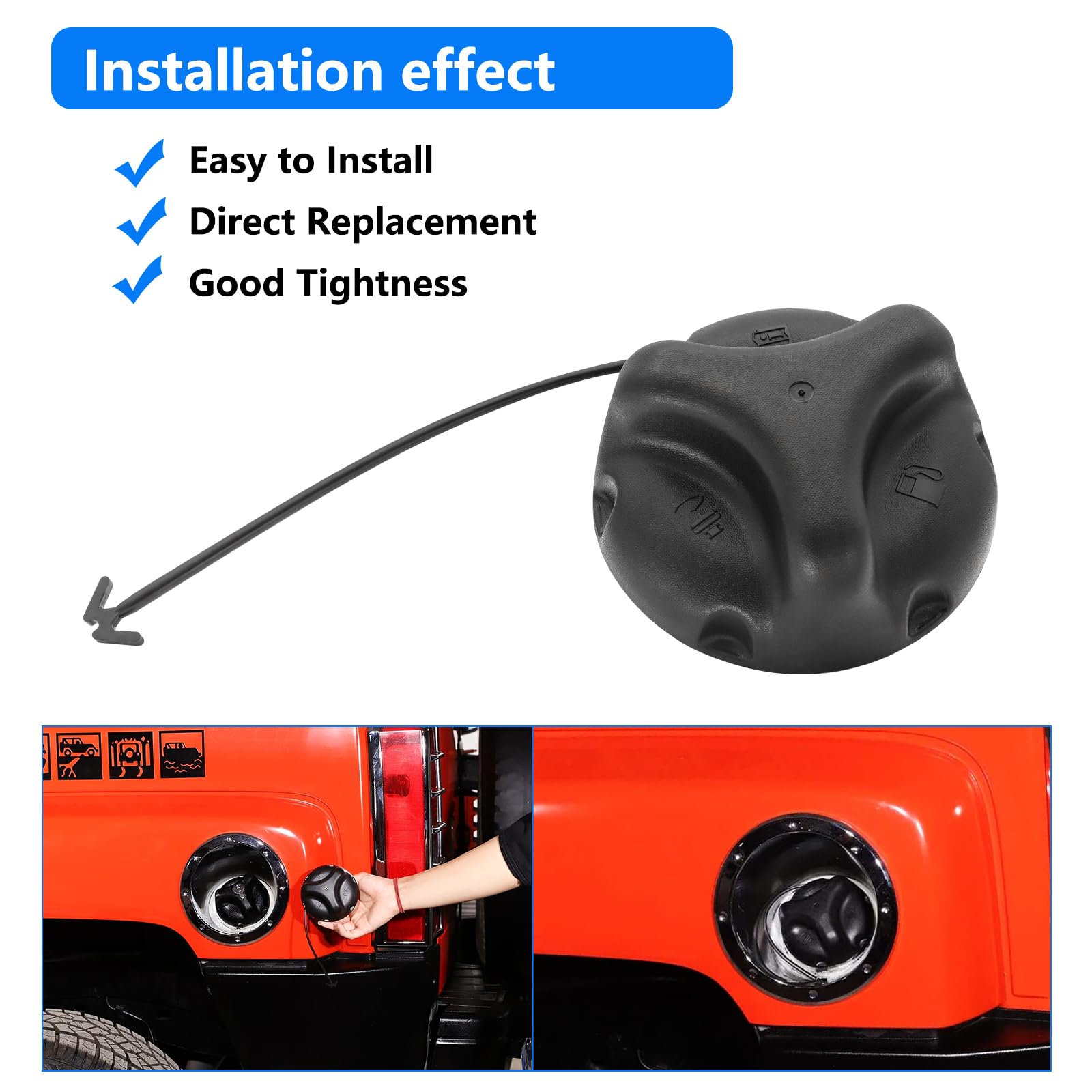 Replace Gas Cap and Fuel Cap GT306, 25827646 compatible Hummer-2004 2005 2006 2007 Hummer H2, 2006 2007 2008 2009 2010 Hummer H3, 2009 H3T Hummer、etc.