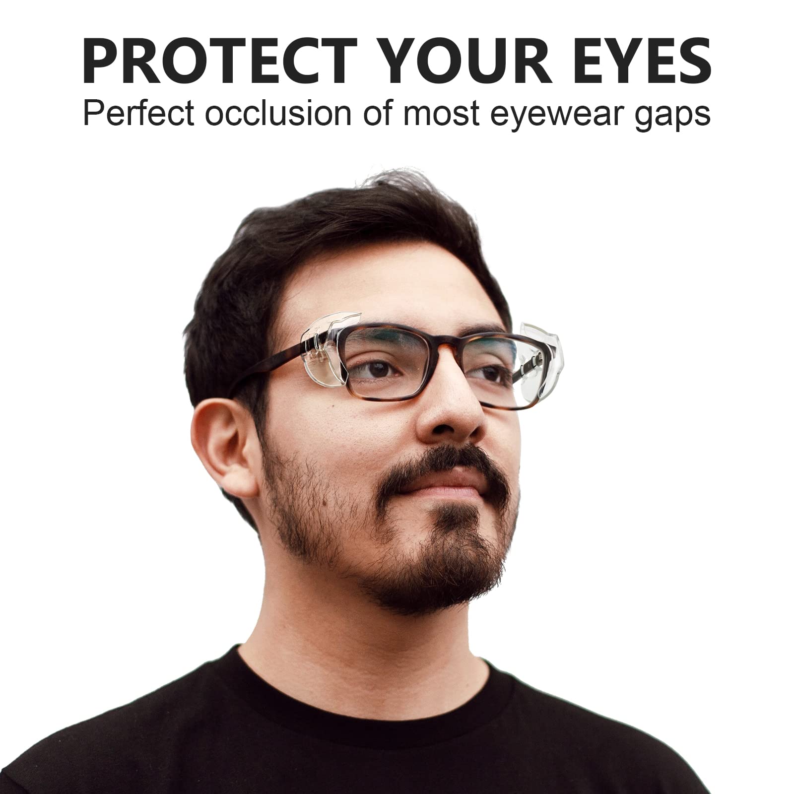 YunTuo 16 Pairs Eye Glasses Side Shields for Prescription Glasses, Slip on Clear Side Shield- Fits Small to Large Eyeglasses
