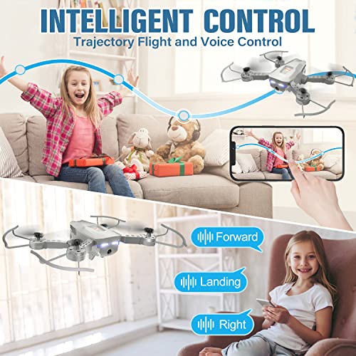 Mini Drones for Kids with Camera 1080P HD, Foldable WiFi Drone for Beginners Adults, Easy Control with One Key Operation, Trajectory Flight / Voice / Gesture / Gravity Control, 360° Flip, Headless Mode, Speed Adjustment, Boys Girls Gift with 2 Batteries M