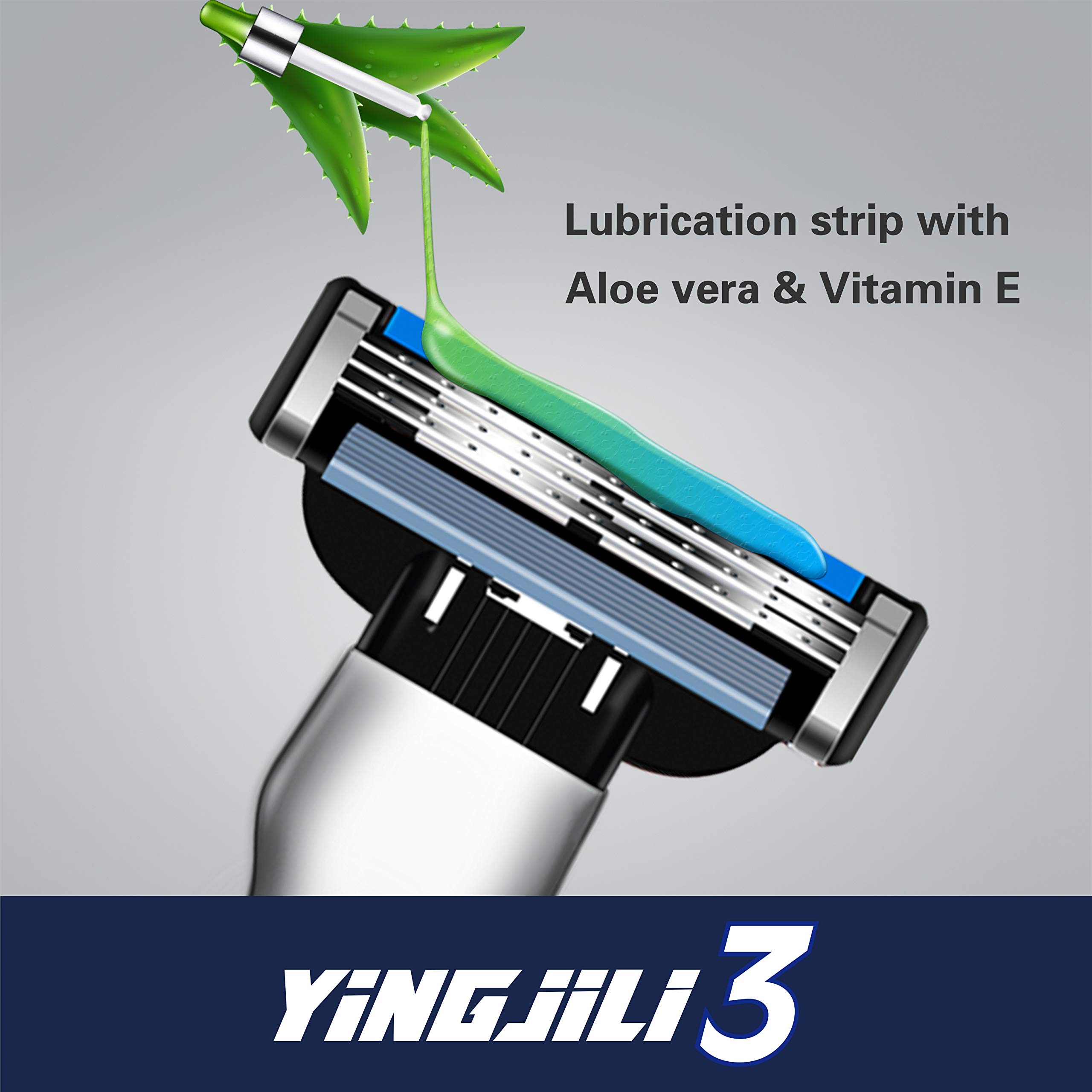 Men's Razor Blade Refills, Yingjili Men's Razor 12 Refills, 3-Blade Razors