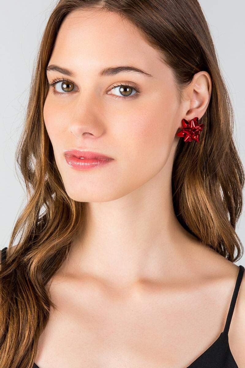 NLCAC 6 Pairs Christmas Earrings Xmas Holiday Present Bow Earrings Bulb Drop Dangle Earrings Christmas Party Jewelry