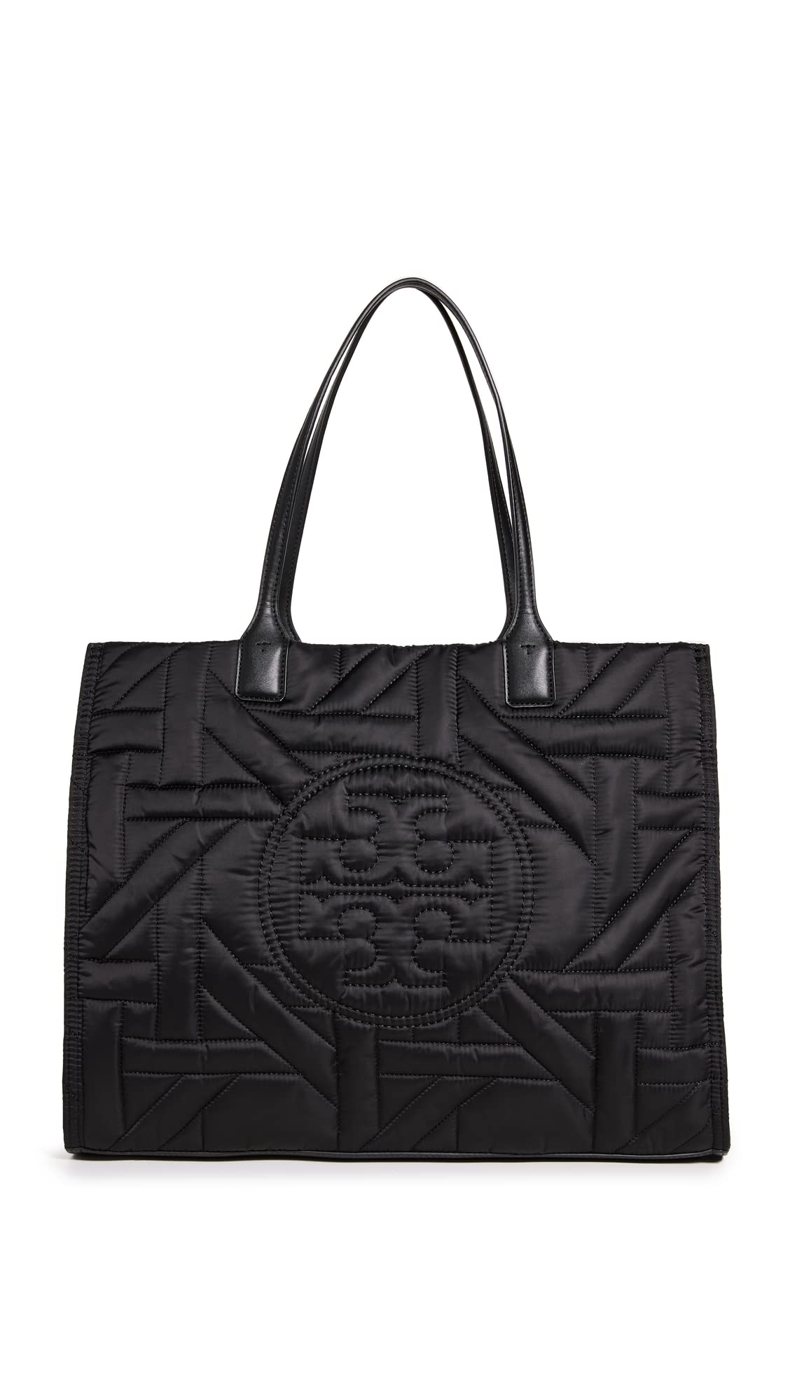 Tory Burch Women's Ella Basketweave Tote, Black, One Size