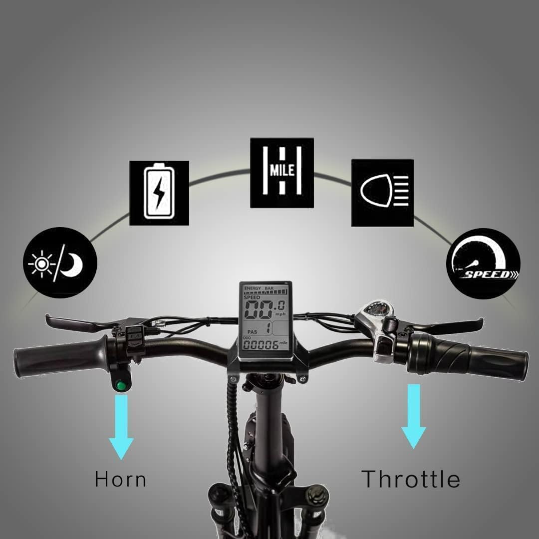 NARRAK Fat Tire Folding Electric Bike 48V 624Wh lithium Removable Battery Peak 1100W Brushless Motor Max Speed 28Mph M5 large LCD Display Suspension Step-Over Frame for Adults (S127-Bk/Or)