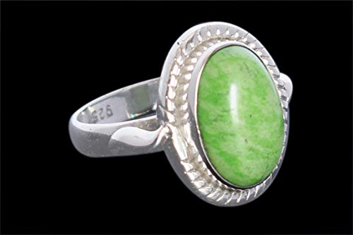 Ravishing Impressions Green Gaspeite Bridal-Wedding Unique Beautiful 925 Sterling Silver Women's Ring