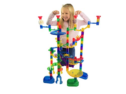 Marble Genius Marble Run - Maze Track Easter Toys for Adults, Teens, Toddlers, or Kids Aged 4-8 Years Old, 150 Complete Pieces (85 Translucent Marbulous Pieces + 65 Glass-Marble Set), Super Set