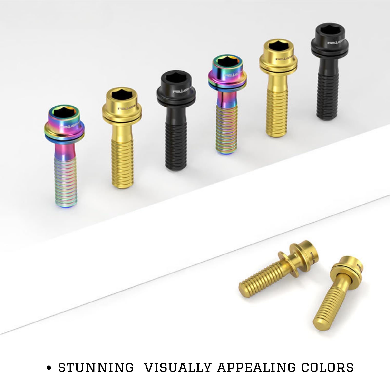 Pack of 6 pcs Titanium Bolts Screws for MTB Road Bicycle and Mountain Bike Stem, M5X18mm (Oil Slick)