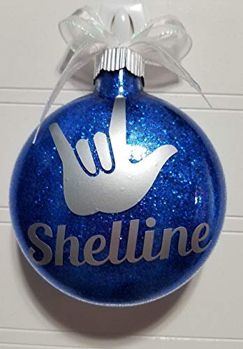 Personalized ASL Christmas Ornament - I love you sign American Sign Language for Deaf or Interpreter - Great gift for her or white elephant gift exchange