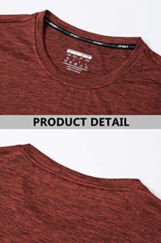 TACVASEN Men's 3 Pack Running Shirts Short Sleeve Quick Dry Workout Hiking T-Shirts Black/Lightgrey/DarkOrange S