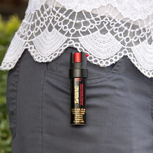 SABRE Advanced Pepper Spray for Self Defense, 3-in-1 Formula with Maximum Strength Pepper Spray, CS Military Tear Gas, UV Marking Dye, Fast Access Easy Carry Belt Clip, 35 Bursts, 0.67 fl oz, 2 Pack