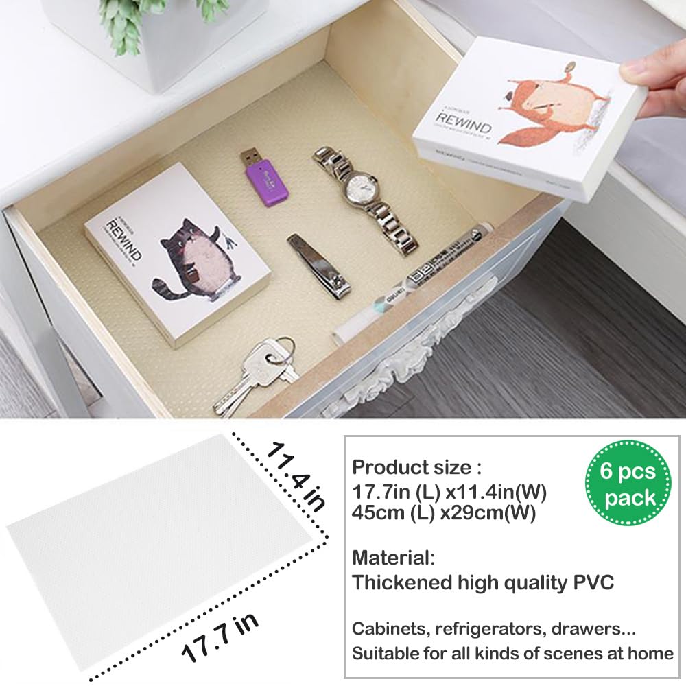 Refrigerator Liners 6 PCS Waterproof Translucent Fridge Liner, Washable Clear Refrigerator Mats (QX114)