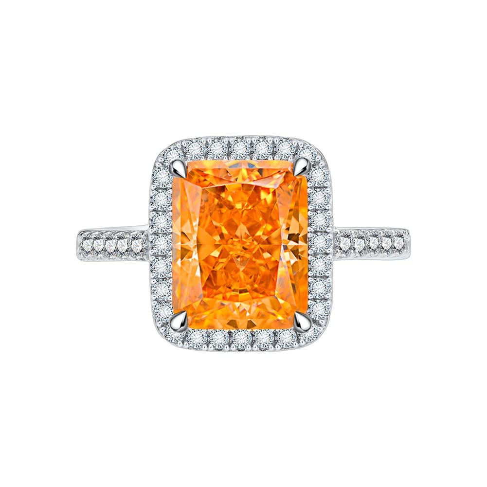 Women's Ring, Gifts for Mother's Day Personalized Mother Ring 925 Sterling Silver Artisan Handcrafted Designer Collection (Color : Orange, Size : 9)
