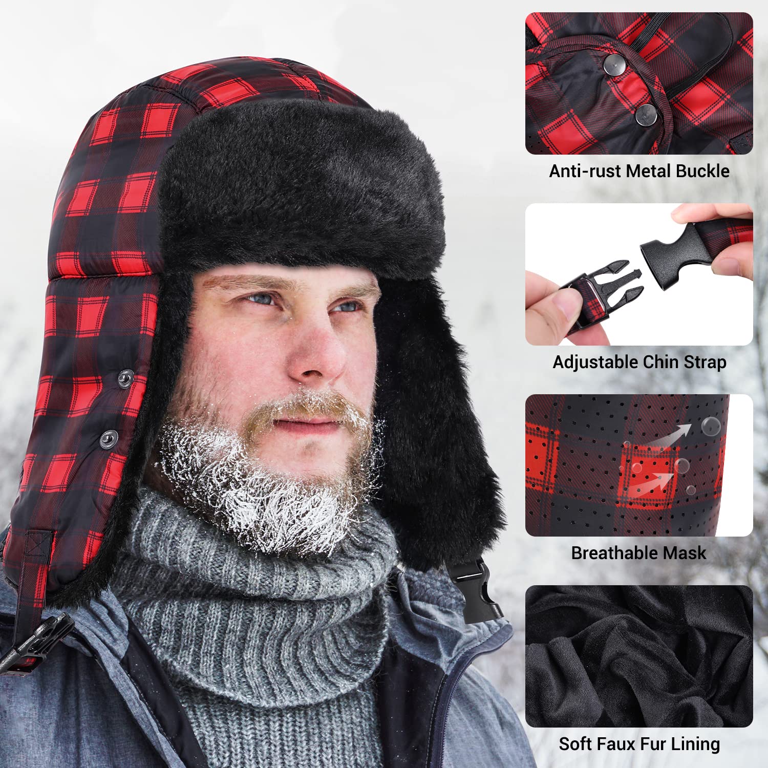 Sportneer Hat for Men Winter Hat with Ear Flaps for Mens Women