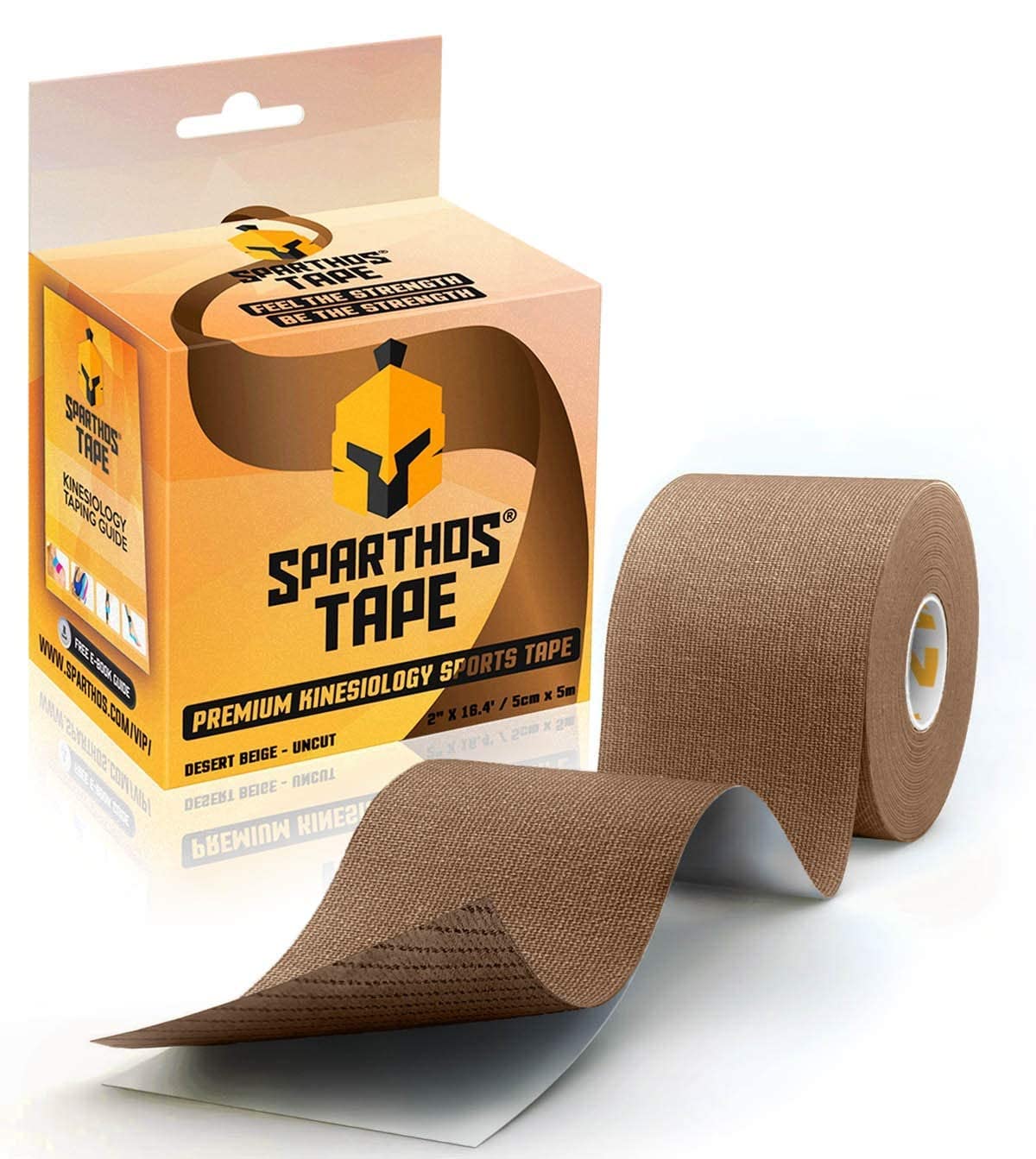 Sparthos Kinesiology Tape [Mountain Brown - 16.4ft Uncut Roll] x Ice Packs for Injuries [Size Medium + Cover]
