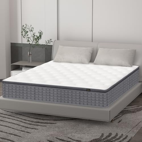 MICOOLS King Mattress,12 inch Hybrid Mattress in a Box Memory Foam Breathable Comfortable,Motion Isolation Individually Wrapped Coils,Euro Top Medium Firm King Size Mattressā¦