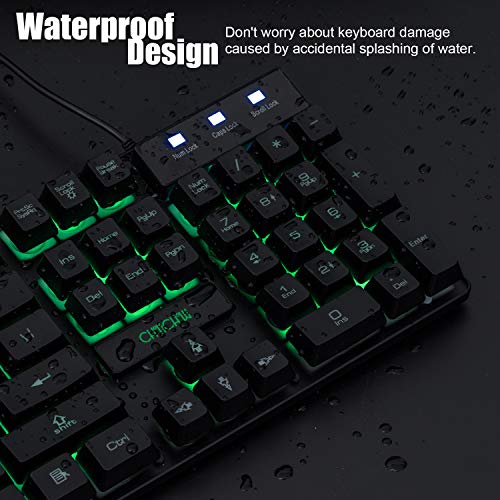 RGB Gaming Keyboard and Mouse Combo CHONCHOW 991b Rainbow Led Backlit 7 Colors Office Ergonomic Keyboard with Mice 4800 DPI Adjustable competible with Ps4/Ps3 Windows 7/8/10 Mac PC