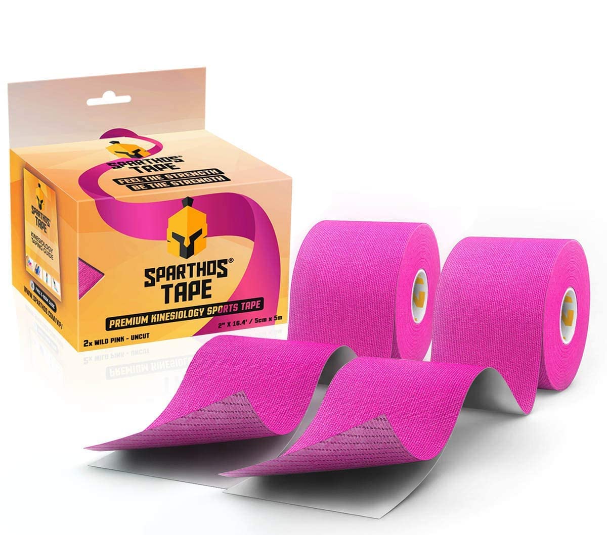 Sparthos Kinesiology Tape [Wild Pink - Pack of 2] x Ice Packs for Injuries [Size Medium + Cover]