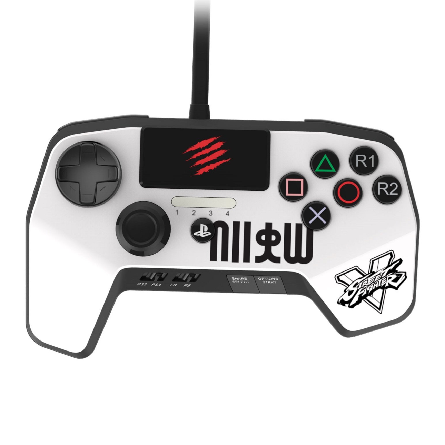 New Improved D-Pad - Mad Catz Street Fighter V FightPad PRO for PlayStation4 and PlayStation3 - White - PlayStation 4