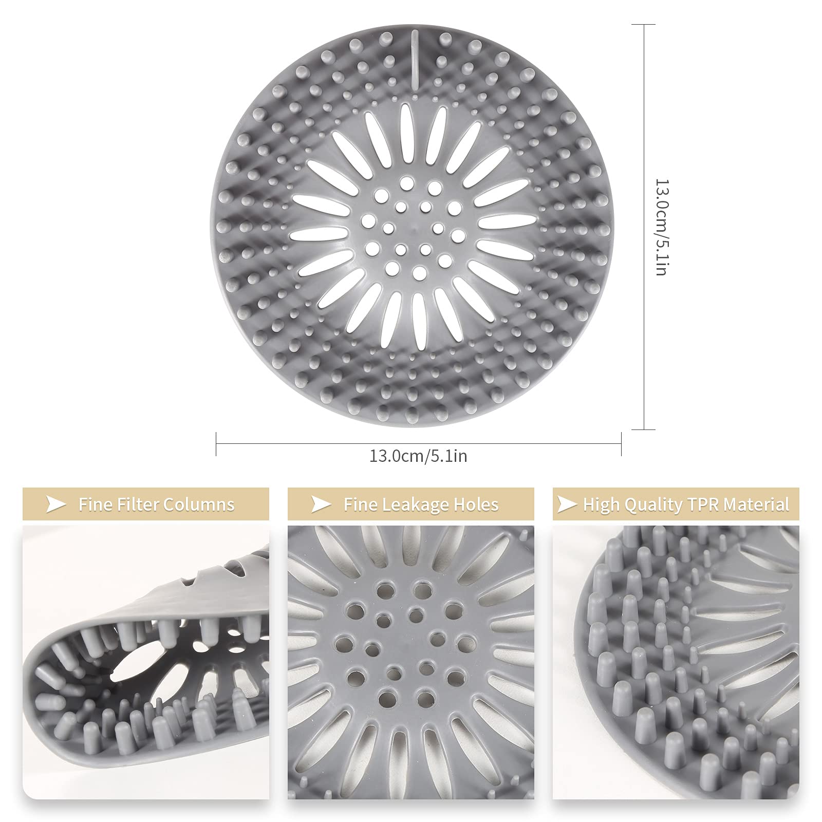 Uigos Hair Catcher Durable Silicone Hair Stopper Shower Drain Covers Easy to Install and Clean Suit for Bathroom Bathtub and Kitchen 4 Pack