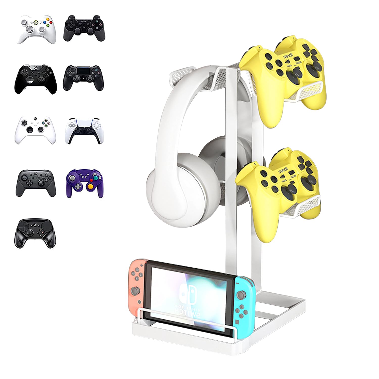 Vicosey Controller Holder 2 Tier for Desk,Headphone Holder,Game Controller Stand,Controller Stand Gaming Accessories,Not Easy to Fall(White)…