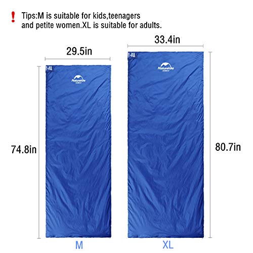 Naturehike Ultralight Envelope Sleeping Bag, Backpack Portable Compact Lightweight Warm Weather Sleeping Bag for Adults Kids, Backpacking, Camping, Hiking with Compression Sack