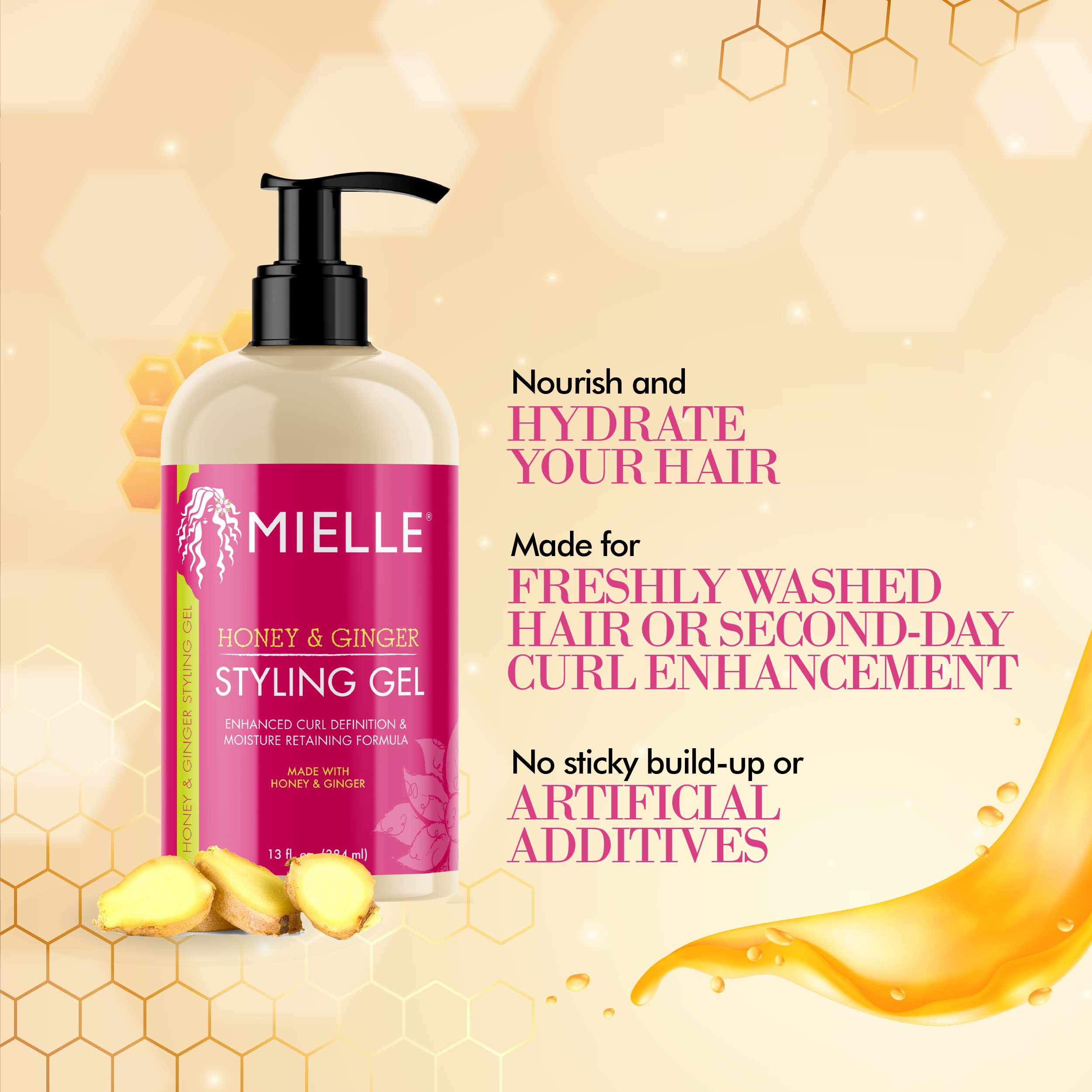 Mielle Organics Styling Gel With Honey And Ginger 12Oz (Pack of 2)