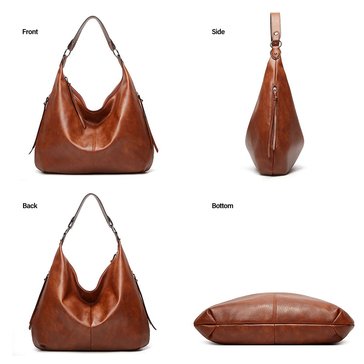 WZCSLM Women Handbag Leather Shoulder Bag Soft Designer Top Handle Purses (brown)