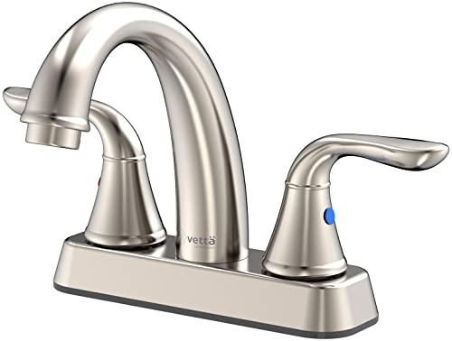 Vetta Bathroom Faucets - 2 Handle 3 Hole Centerset Brushed Nickel RV Bathroom Sink Faucet (Nickel)