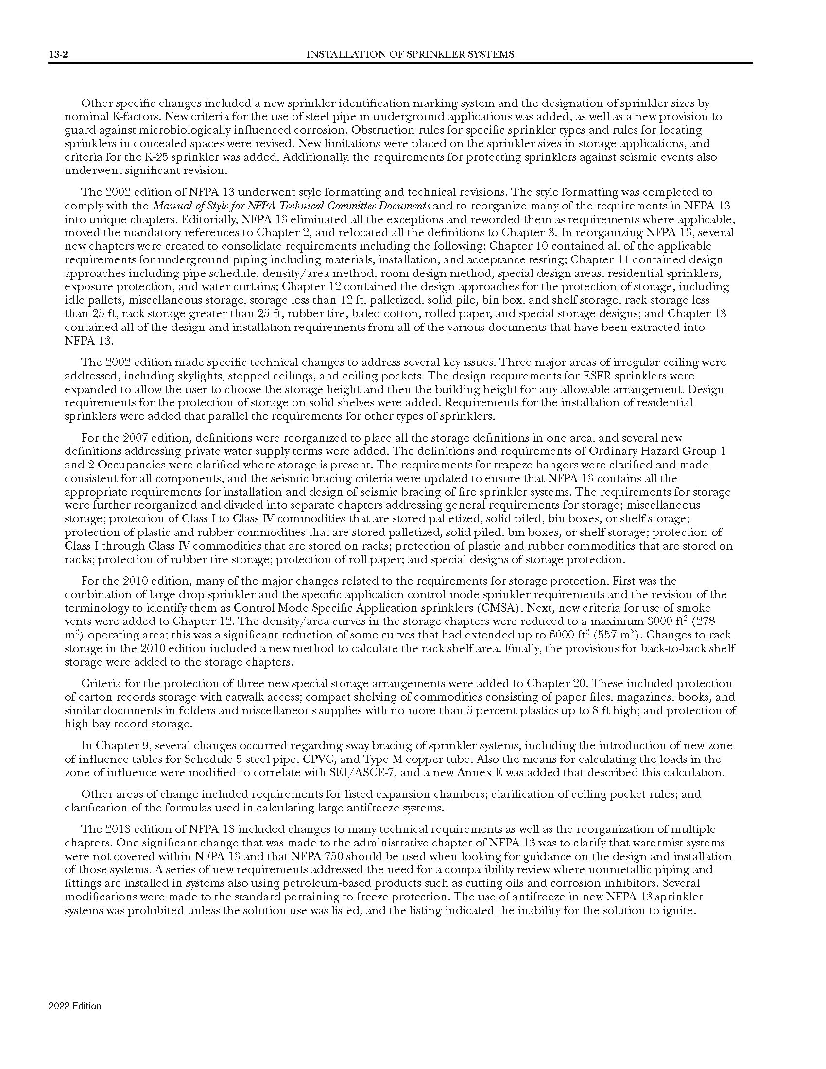 NFPA 13, Standard for the Installation of Sprinkler Systems, 2022 Edition