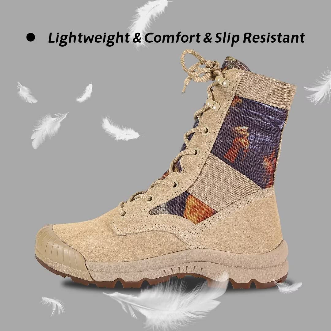 SYALL Women's Hiking Boots Lightweight and Breathable Camouflage Water-resistant Non-Slip Mid Durable Desert Trekking Shoes