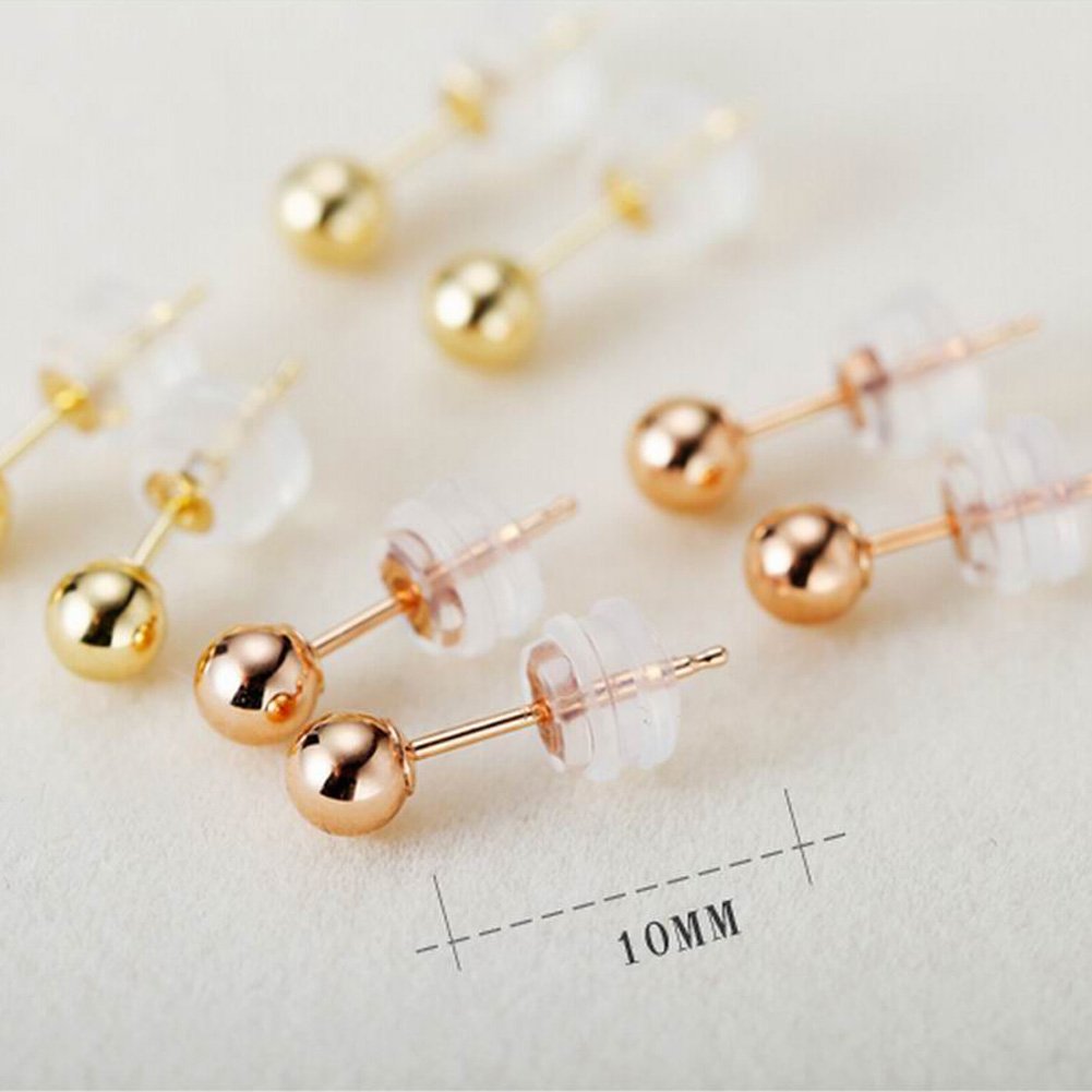 Paialco Solid 18K Yellow Gold Tiny Ball Piercing Earring Studs 3MM