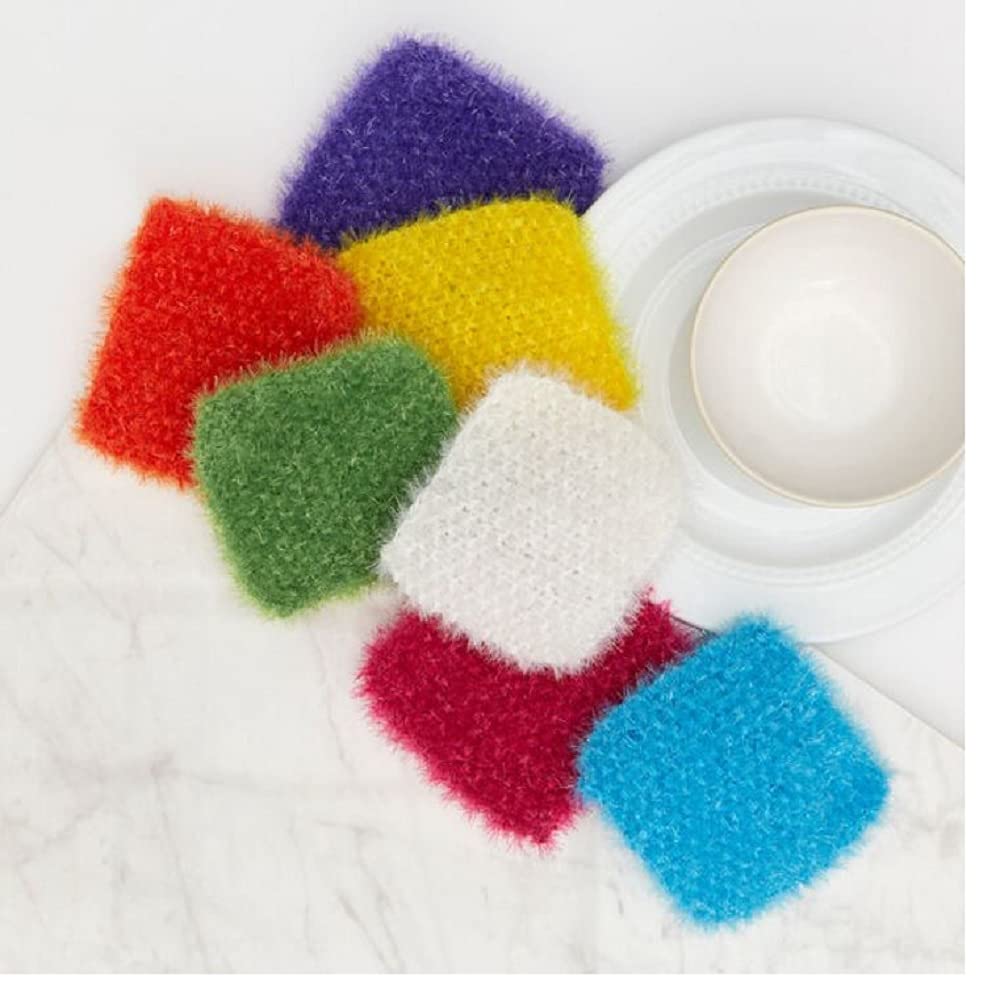 Red Heart Yarn Scrubby Sparkle Yarn - Strawberry - 3 Pack Bundle with Bella Crafts Stitch Markers