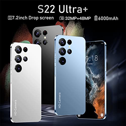 TUORE Smartphone, Cell Phone 6.82 Inch Dual Card Dual Standby RAM 8GB ROM 256GB for Playing Games (Silver)