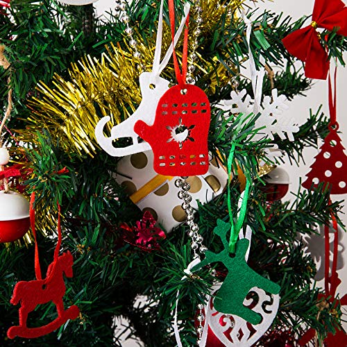 Naler 36 Pieces Christmas Felt Ornament Set - Includes Reindeer, Snowflake, Angel, Glove - Cute Hanging Ornaments for Christmas Tree Decorations