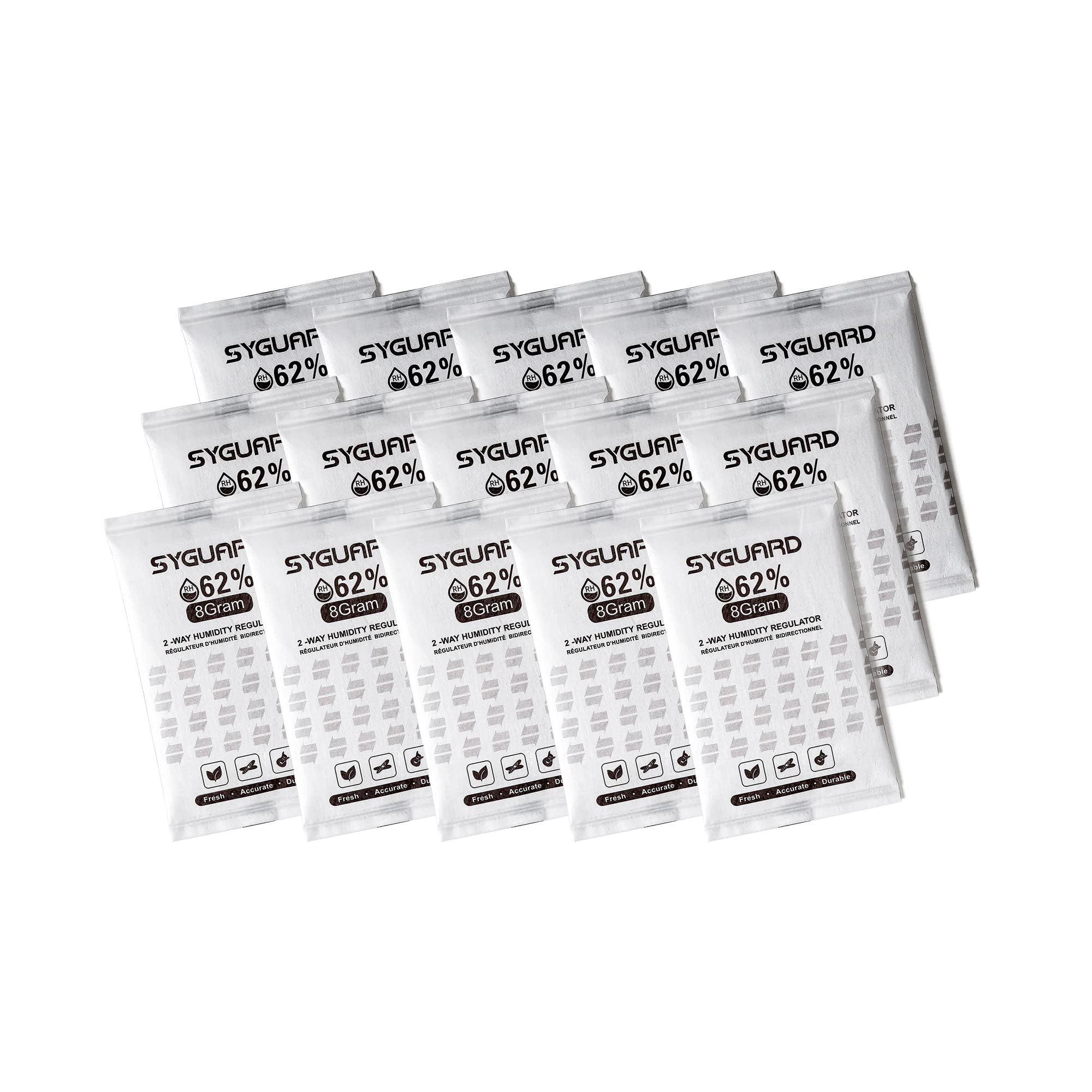 SyGuard 62% RH 2 Way Humidity Regulator | 8 Gram | 15-Count | with Resealable Bag (15)