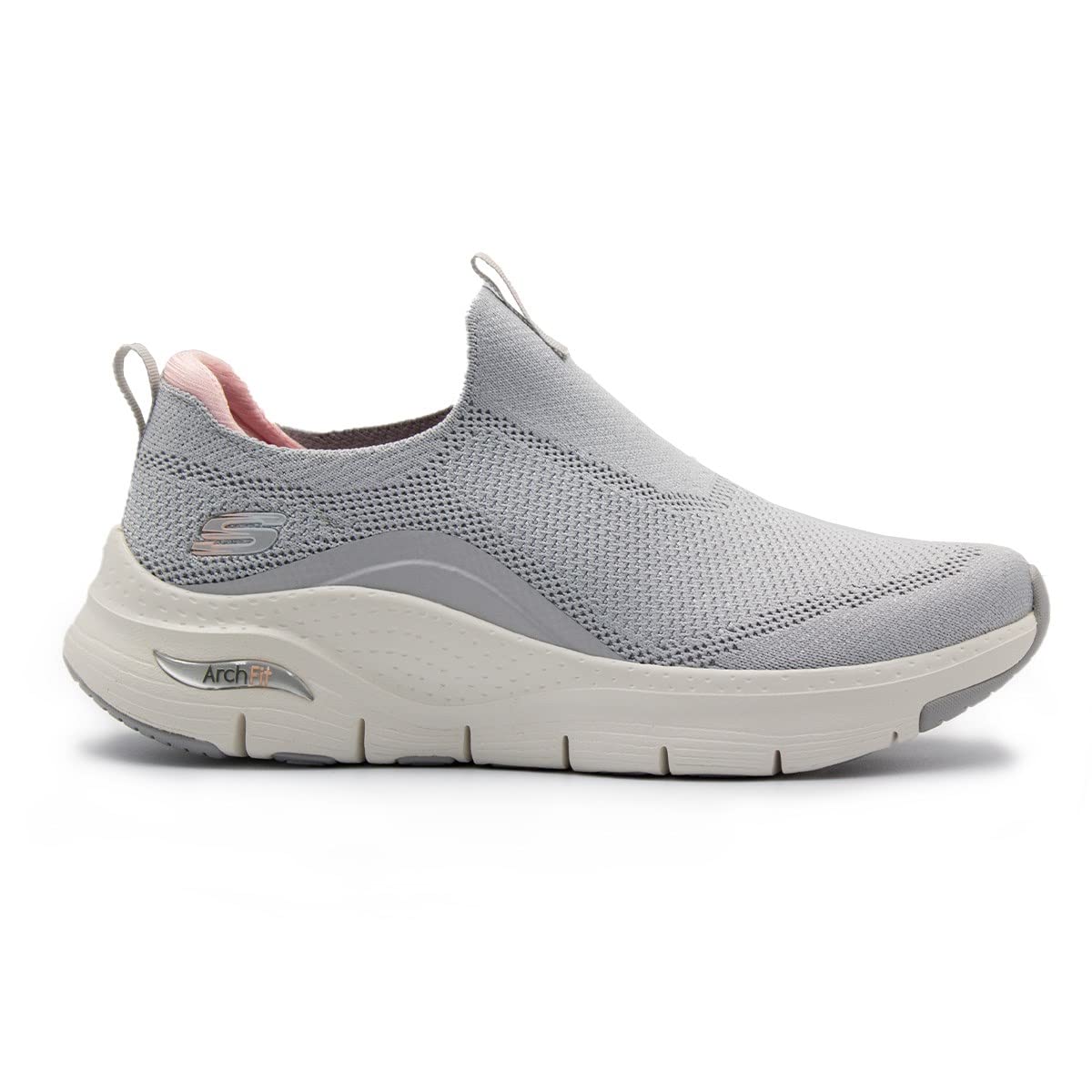 Skechers Women's Arch Fit Slip On Sneaker Lt Gry/Pnk 7.5 Medium US