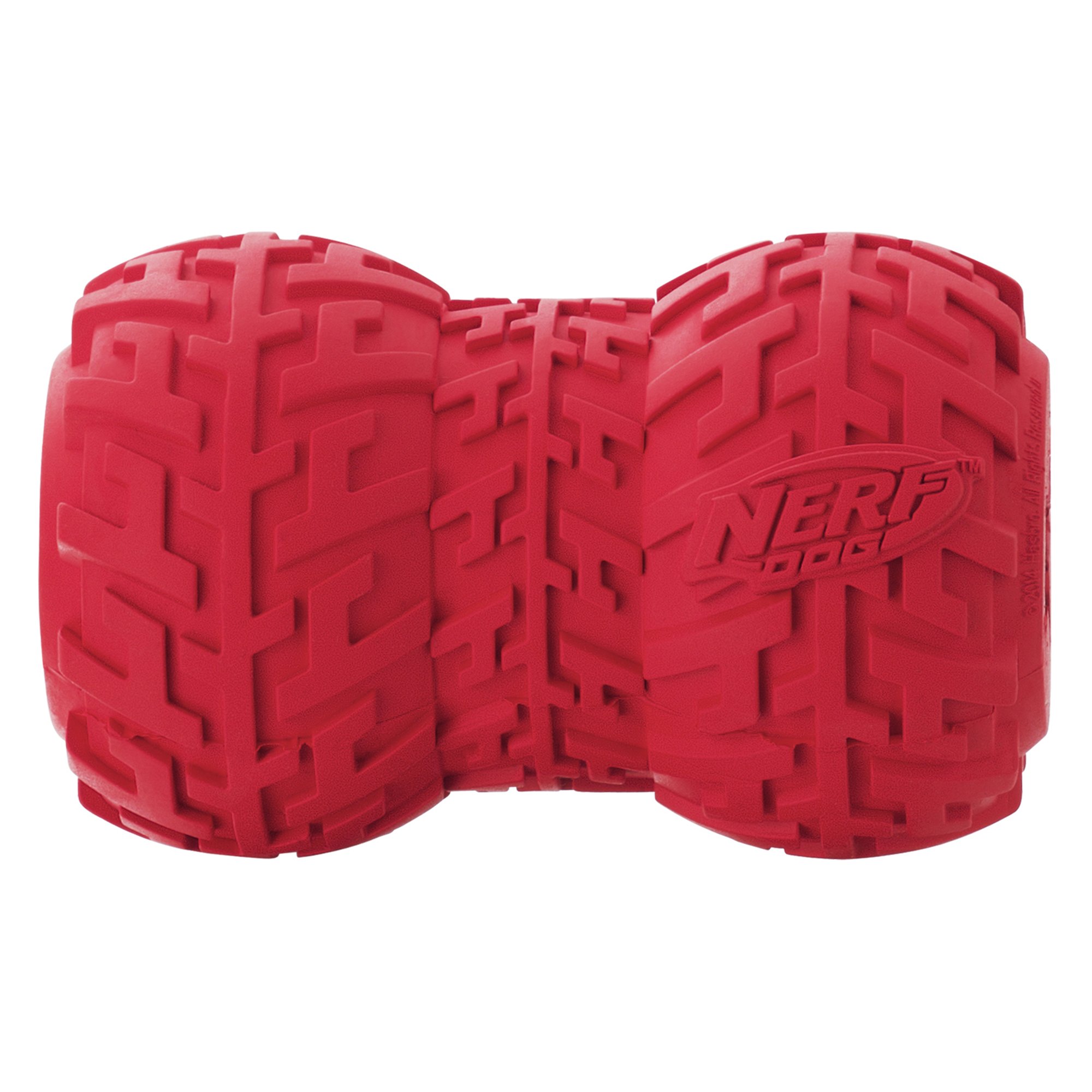 Nerf Dog Tire Dog Toy with Interactive Treat Feeder, Lightweight, Durable and Water Resistant, 3.5 inches for Small/Medium/Large Breeds, Single Unit, Red