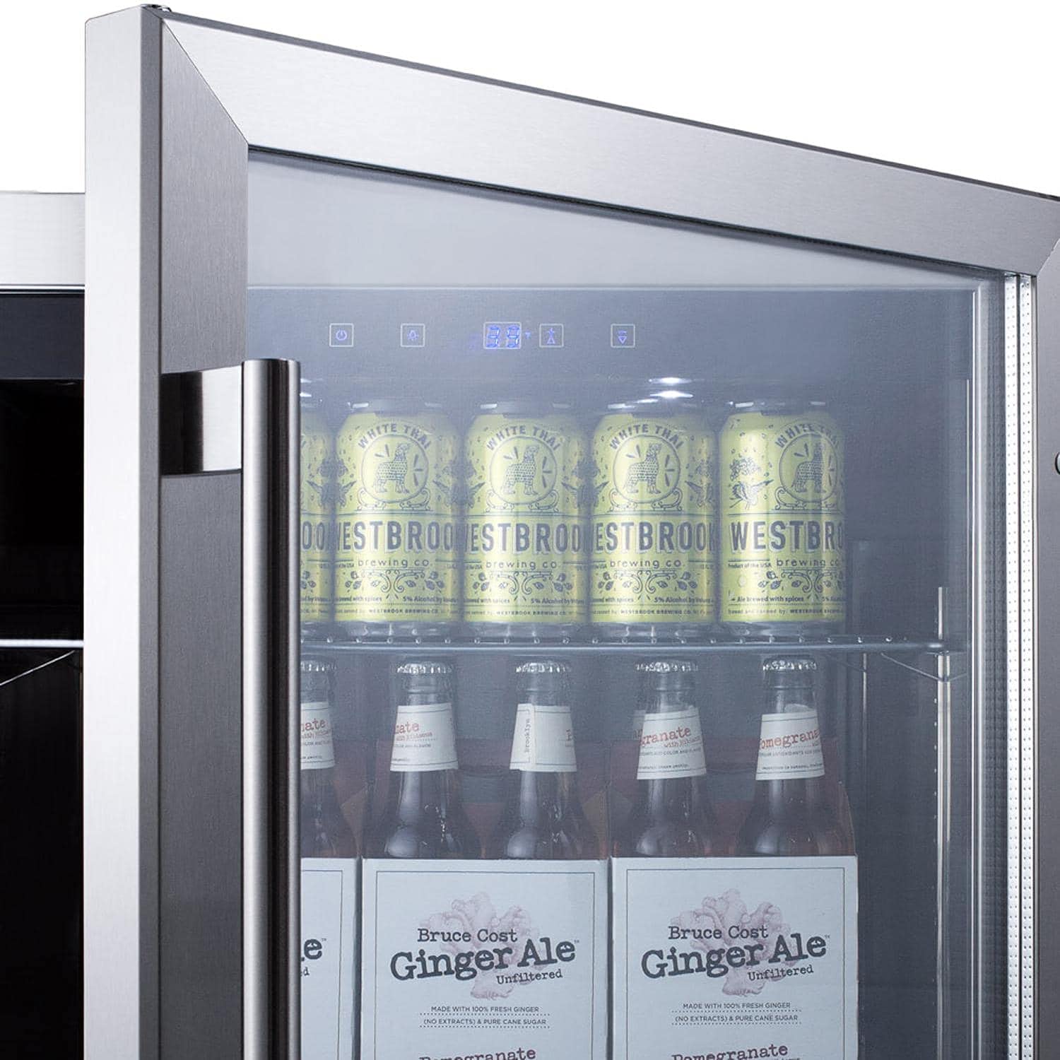 Summit SCR611GLOS 24 Commercial Outdoor Beverage Center with 5 cu. ft. Capacity Automatic Defrost Glass Door LED Lighting Reversible Door in Stainless Steel
