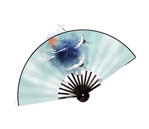ZAEGO Chinese Fan Folding fan Bamboo and Wood Cloth Hand Fan,Outdoor decoration Hanfu dance accessories props fan Japanese Fan (Color : B, Size : 26 * 47CM)