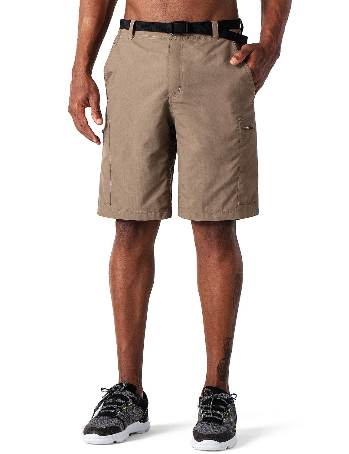 NAVISKIN Men's Quick Dry UPF 50+ Cargo Shorts Lightweight Hiking Outdoor Shorts Khaki Size XL
