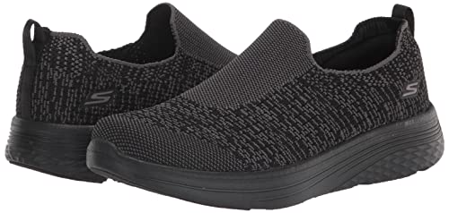 Skechers Women's MAX Cushioning LITE-Knit Slip ON Sneaker, Black/Gray, 6.5