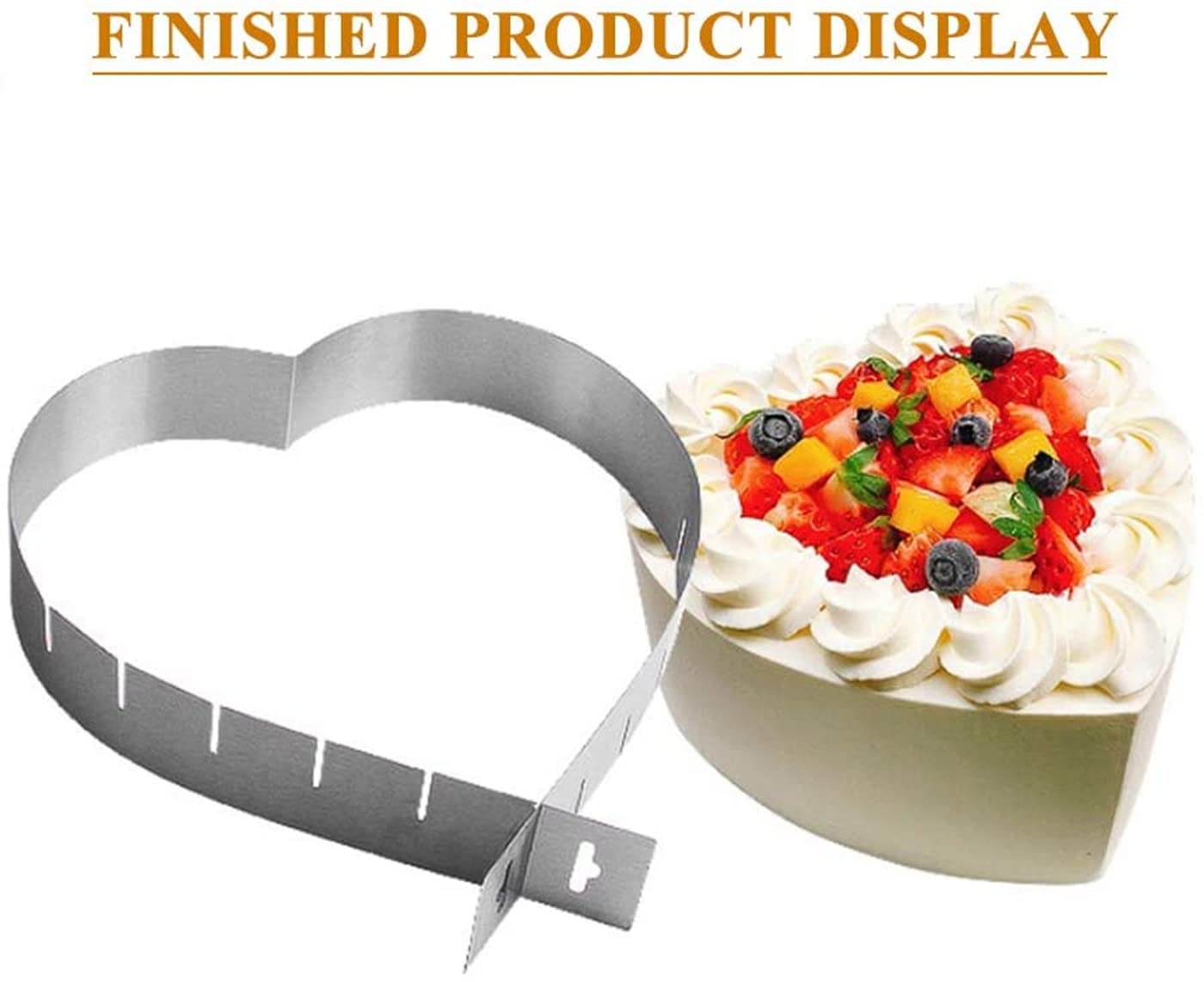 YYYFEI Multipurpose Round Steel Ring,Cake Mold Ring, Adjustable Cake Mold Ring for Baking, Premium Quality Functional Baking Gifts (Heart-shaped)