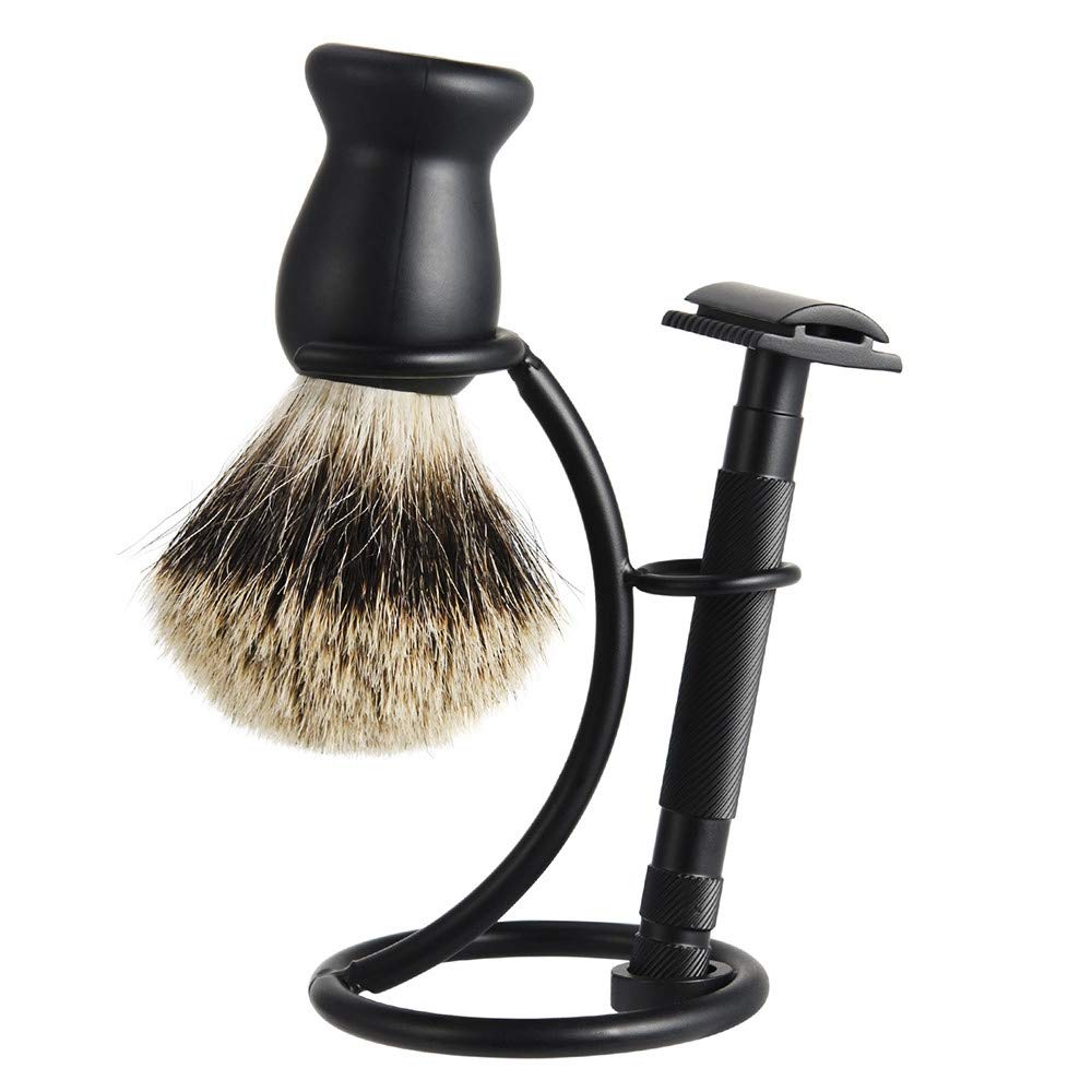 YOLLO 1 Pcs 2 In1 Men Shaving Tool Holder Curved Shaving Brush Manual Stand Holders Beard Accessories