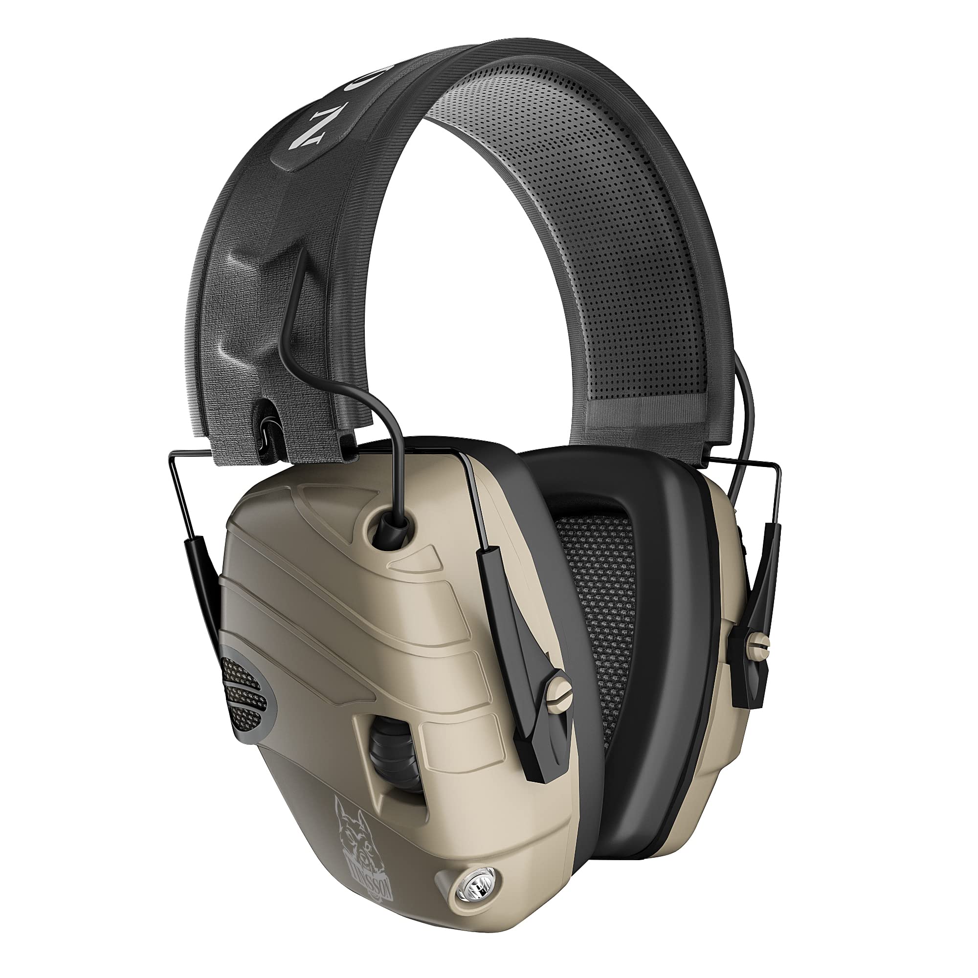 TINSSON Electronic Shooting Hearing Protection Earmuffs for Gun Range NRR 23dB Noise Cancelling Headphones for Hunting FDE