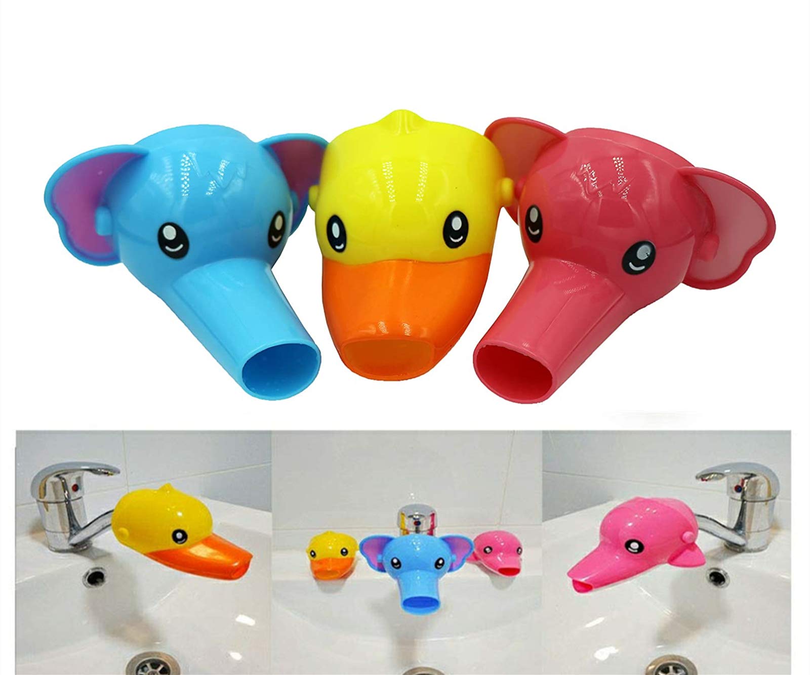 OGIFCHEN Baby and Children's faucet extension faucet guide sink extender long water hand washing device water diverter (3 Packs Dolphin)
