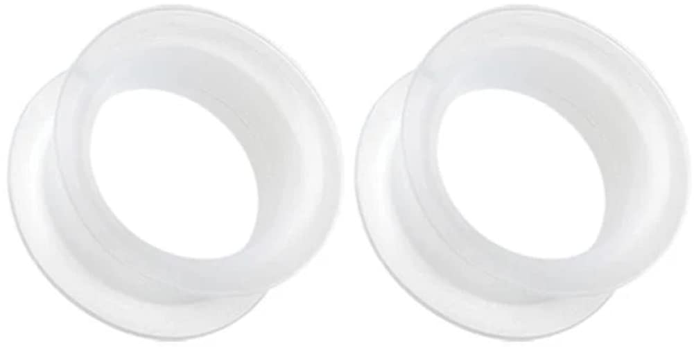 Pair 3/4" (19MM) CLEAR SILICONE EYELET TUNNELS Double Flare Gauges Thin Soft Flexible Flesh Plugs (2pcs)