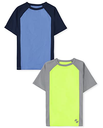 The Children's Place Boys Short Sleeve Moisture Wicking and Quick Drying Mesh Performance Top, Multi Clr 2-Pack, X-Large (14)