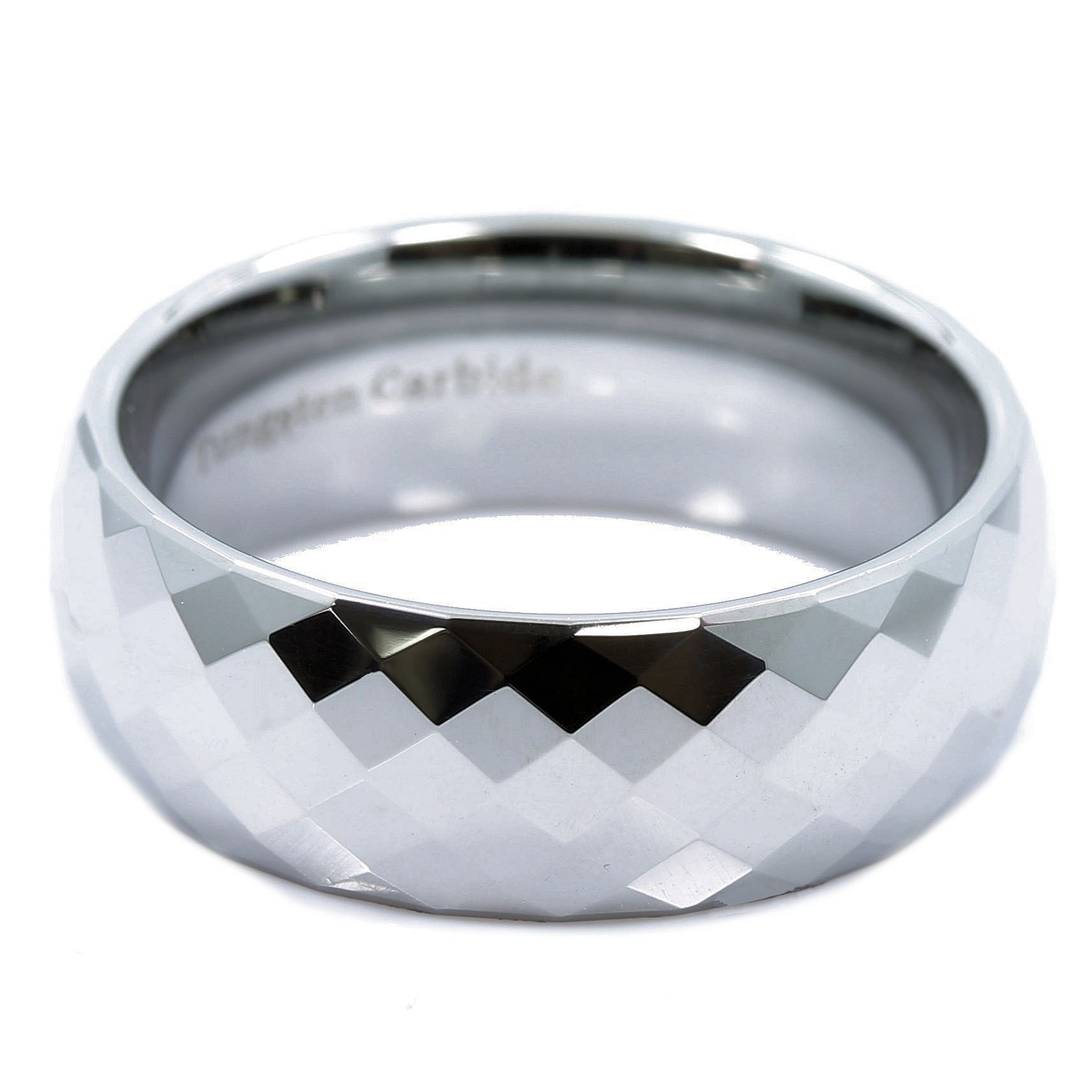 MJ Metals Jewelry Tungsten Carbide 8mm Polished Faceted Honeycomb Pattern COMFORT FIT Wedding Band Ring Size 11