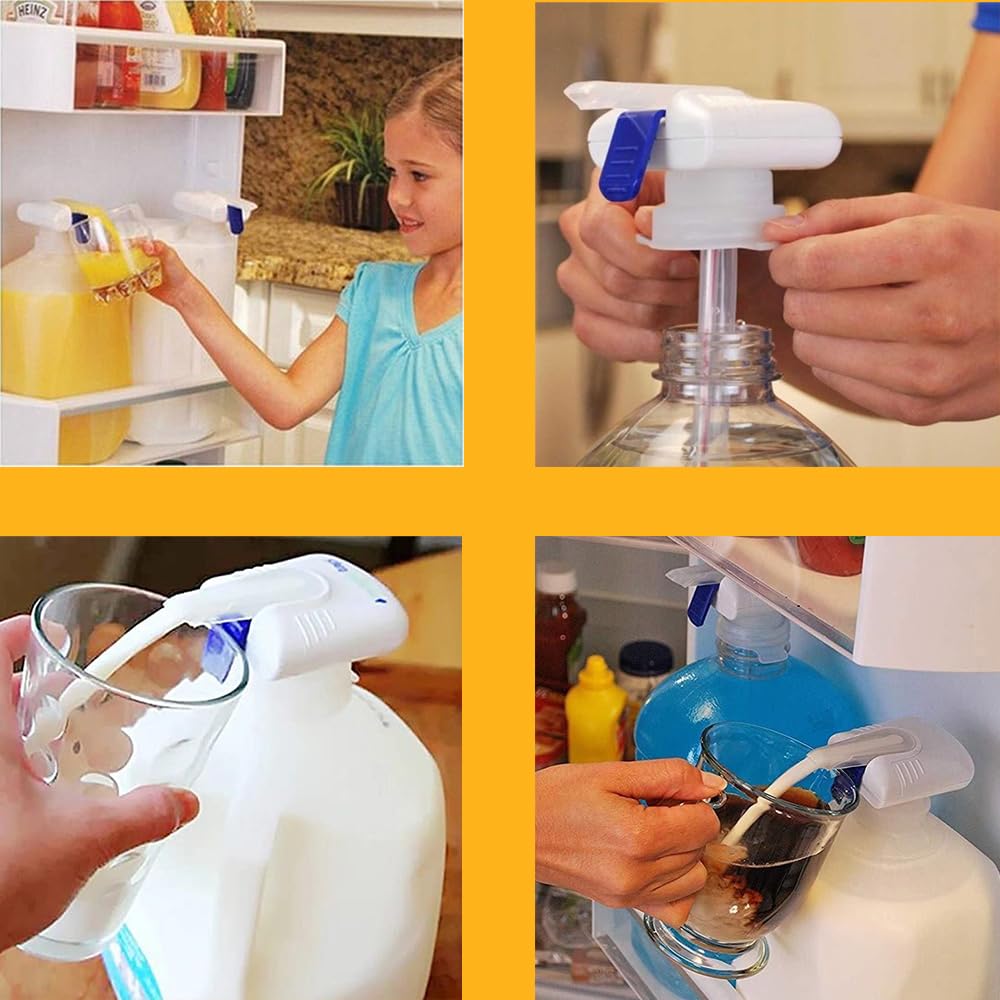 Pipo's Goods 2Pack Milk Drink Dispenser for Fridge Gallon, Kids Automatic Pump Drink Dispenser, One-Handed Operation, Milk, Juice & More.