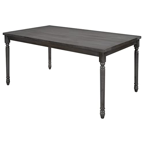 MJWDP 6 Piece Classic Dining Table 1 Wooden Table + 4 Chairs + 1 Kitchen Dining Bench Grey