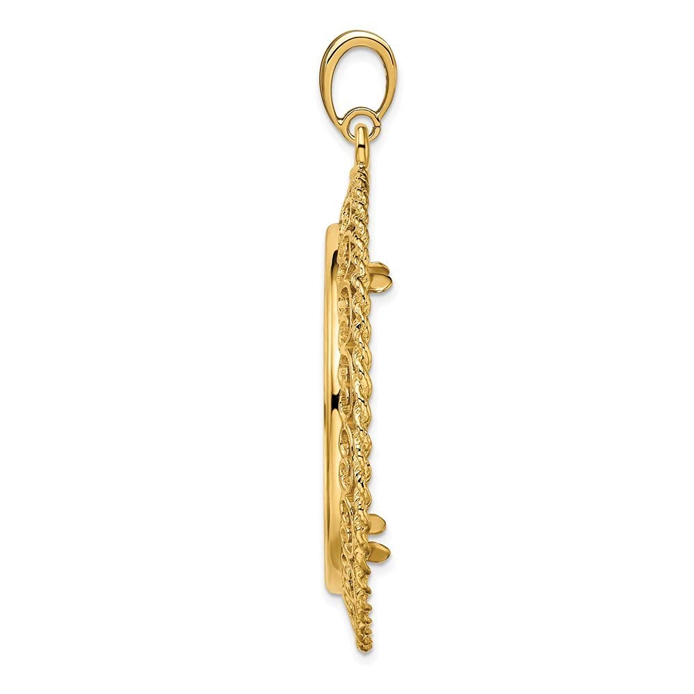 Roy Rose Jewelry Gold Coin Pendant Mounting - 32.7mm Coin Size - Scrollwork Filigree with Rope Edge Frame Design - 14K Yellow Gold - Prong Set with Bail